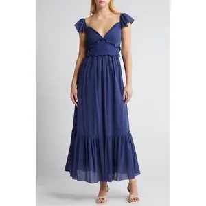 LoveShackFancy Katina Smocked Ruffle Maxi Dress