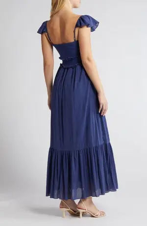 LoveShackFancy Katina Smocked Ruffle Maxi Dress