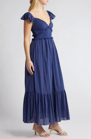 LoveShackFancy Katina Smocked Ruffle Maxi Dress