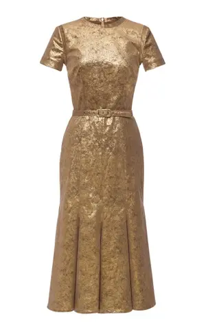 Lena Hoschek Kattie Sheath A-Line Midi Dress M Only - Gold | Editorialist