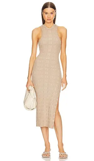 L'academie By Marianna Halia Midi Knit Dress - Beige Multi