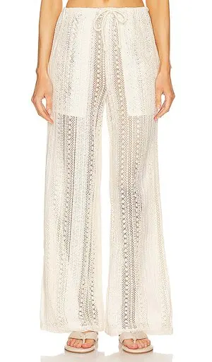 Women's Eyelet Stripe Wide Leg Pants