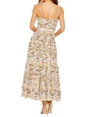 Mac Duggal Floral Textured Tiered Cocktail Dress