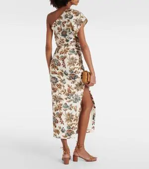 SIR. Eleanora Floral One-shoulder Linen Crop Top - Multicoloured