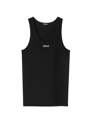 Versace Logo Cotton-blend Tank Black