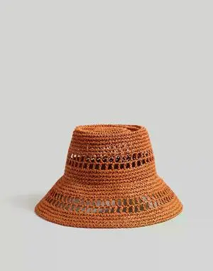Madewell Madewell Lantern Straw Wide Brim Hat Dark Copper