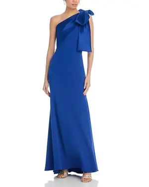 Aqua Long Satin Bow Maxi Dress Exclusive - Indigo