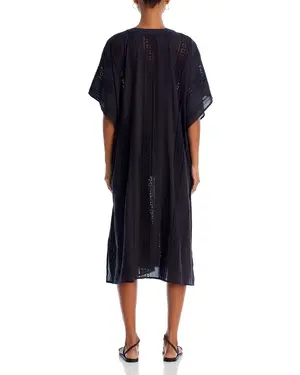 Echo Eyelet Caftan Swim Cover-up - Black