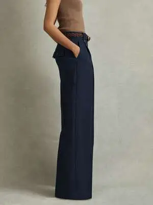 REISS Leila Linen Wide Leg Trousers