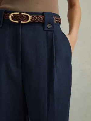 REISS Leila Linen Wide Leg Trousers