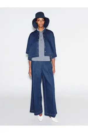 Rosetta Getty High Rise Wide Leg Denim Pant