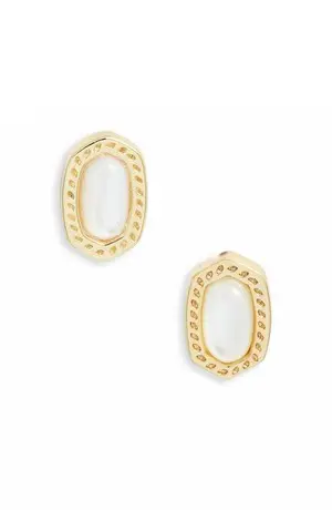 Kendra Scott Kendra Scott Ellie Mini Stud Earrings Gold Ivory Mother Of Pearl