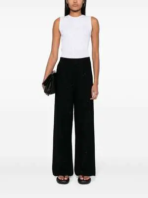 Fabiana Filippi Sequin-embellished Wide-leg Trousers - Black