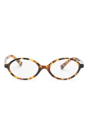 Miu Miu Oval-frame Glasses - Brown