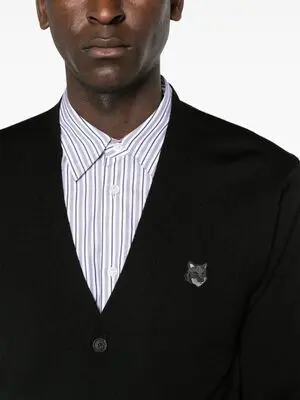 Maison Kitsuné Chillax Fox Wool Cardigan - Black