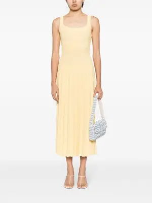 Staud Ellison Pleated Midi Dress - Yellow