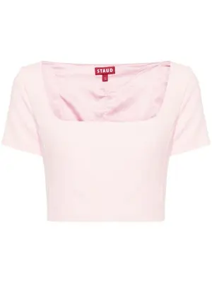 Staud Anya Square-neck Crop Blouse