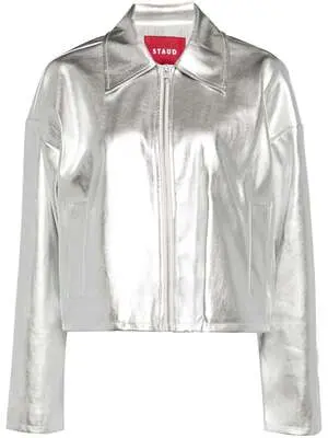Staud Lennox Metallic-effect Jacket - Silver