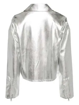 Staud Lennox Metallic-effect Jacket - Silver