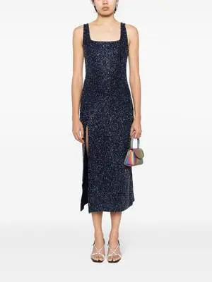 Staud Le Sable Glitter Midi Dress - Blue