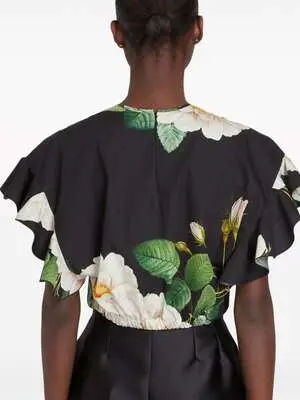 Giambattista Valli Giant Bloom Cropped Blouse