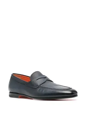 Santoni Penny-slot Leather Loafers - Blue