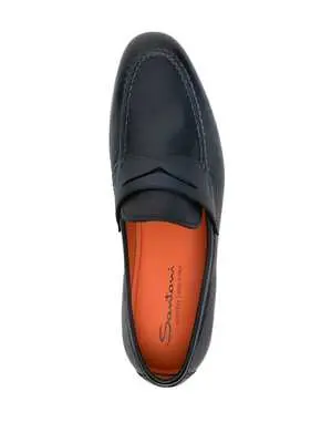 Santoni Penny-slot Leather Loafers - Blue