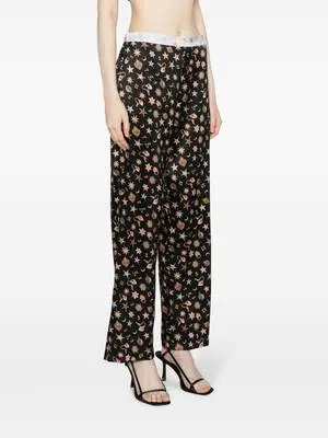 FLEUR DU MAL Charm-print Satin Trousers