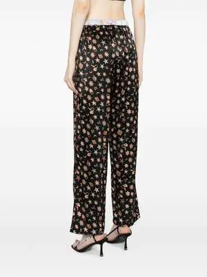 FLEUR DU MAL Charm-print Satin Trousers