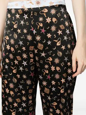FLEUR DU MAL Charm-print Satin Trousers