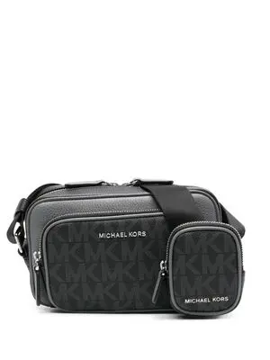 Michael Kors Monogram Leather Camera Bag - Black
