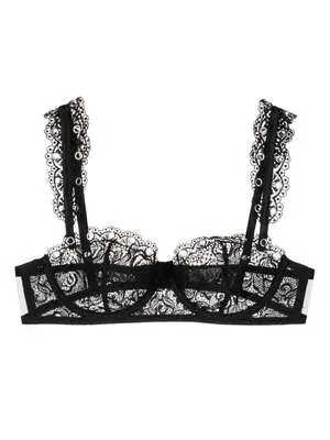 FLEUR DU MAL Eyelet-embellished Balconette Bra - Black