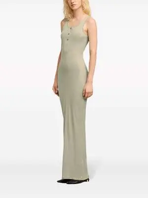 AMI Paris Ribbed Cotton Maxi Dress - Green
