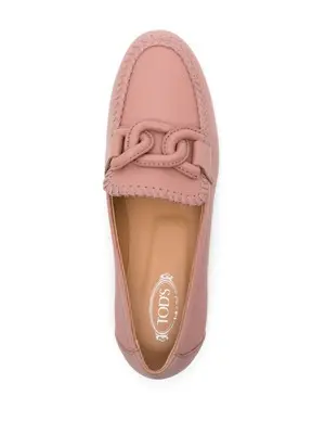 TOD'S Braided Leather Loafers - Pink