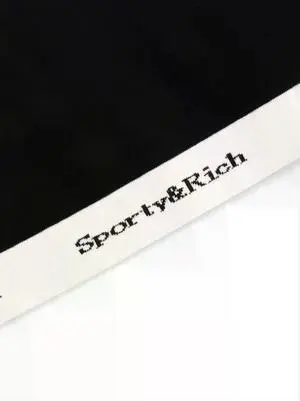 SPORTY & RICH Serif Logo Cropped Tank Top - Black