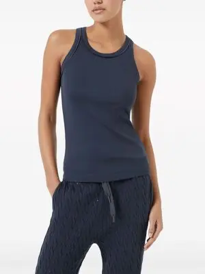 Brunello Cucinelli Sleeveless Tank Top With Satin Trim - Blue