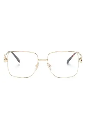 Miu Miu Logo Lettering Square Frame Glasses - Gold