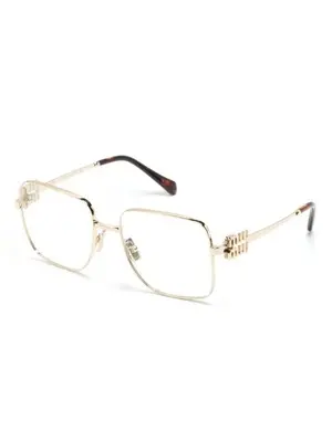 Miu Miu Logo Lettering Square Frame Glasses - Gold