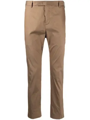 PT TORINO Cropped Slim-fit Chinos - Brown