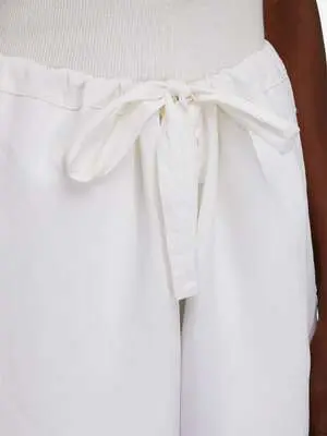 FERRAGAMO Patch-detail Linen-blend Trousers