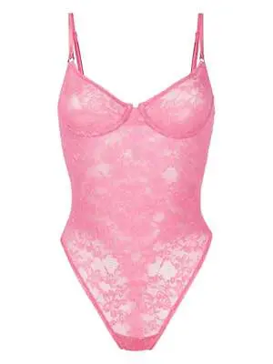 FLEUR DU MAL Le Stretch Lace Bodysuit - Pink