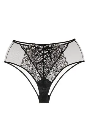 FLEUR DU MAL Eyelet-embellished Lace-up Panty