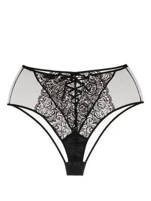 FLEUR DU MAL Eyelet-embellished Lace-up Panty