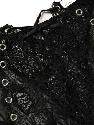 FLEUR DU MAL Eyelet-embellished Lace-up Panty