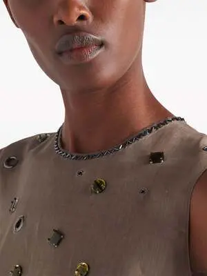 Prada Eyelet-embellished Silk Dress