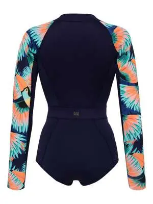 DUSKII Tropical-print Long-sleeved Swimsuit