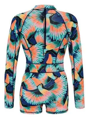 DUSKII Tropical-print Long-sleeved Paddle Suit