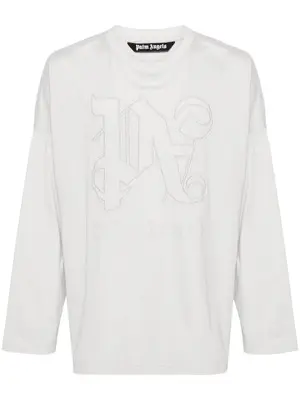 Palm Angels Monogram Cotton T-shirt - Grey