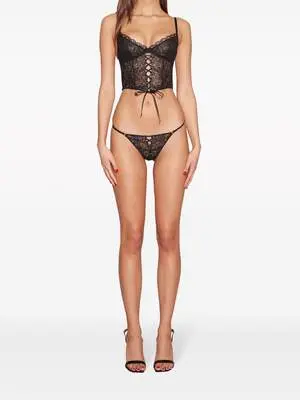 FLEUR DU MAL Eyelet-embellished Lace-up Bustier