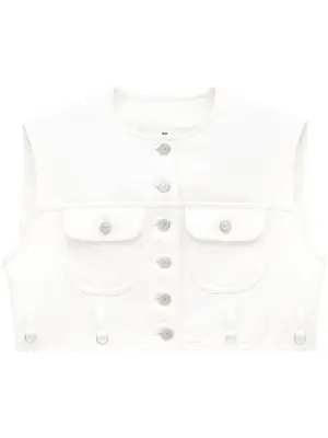 COURREGES Faux-leather Cropped Vest - White